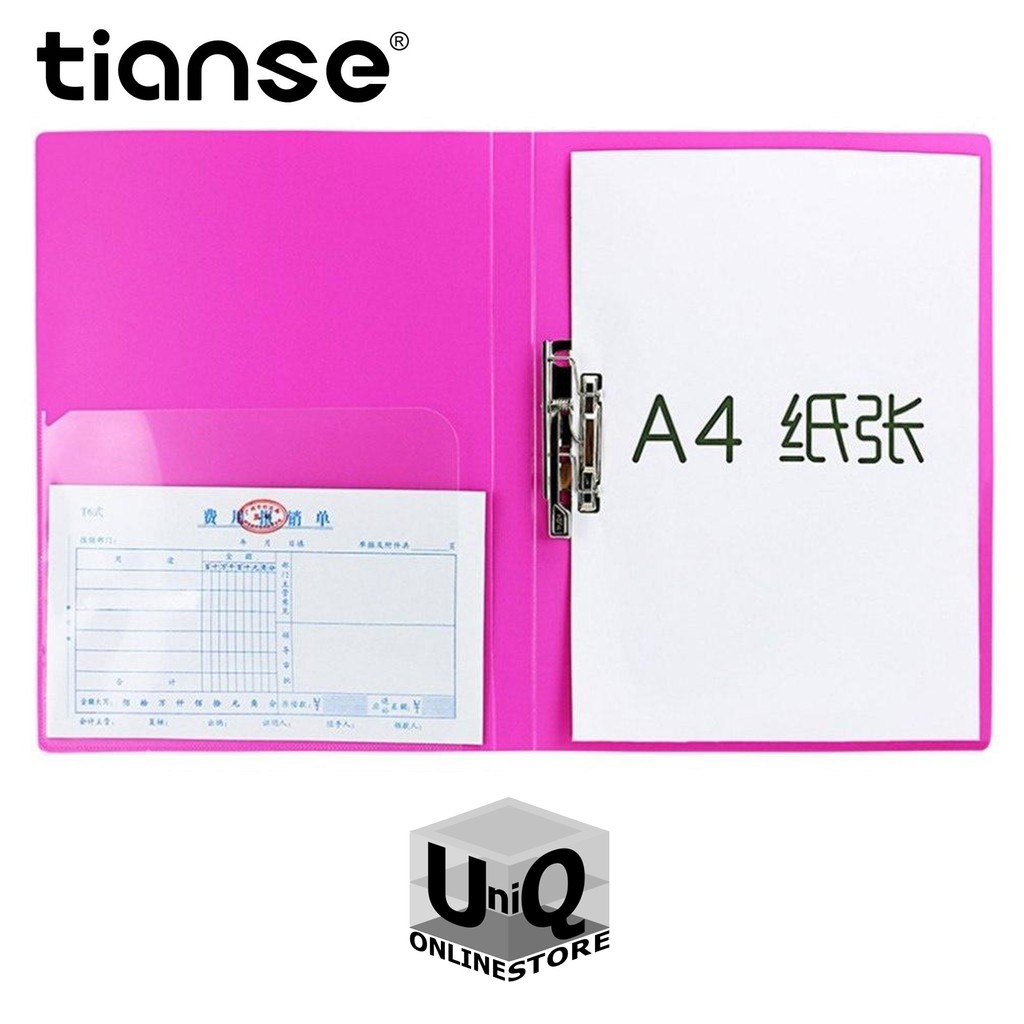 Tianse 1601 A4 Single Clips File Folder (Pink) | Shopee Philippines