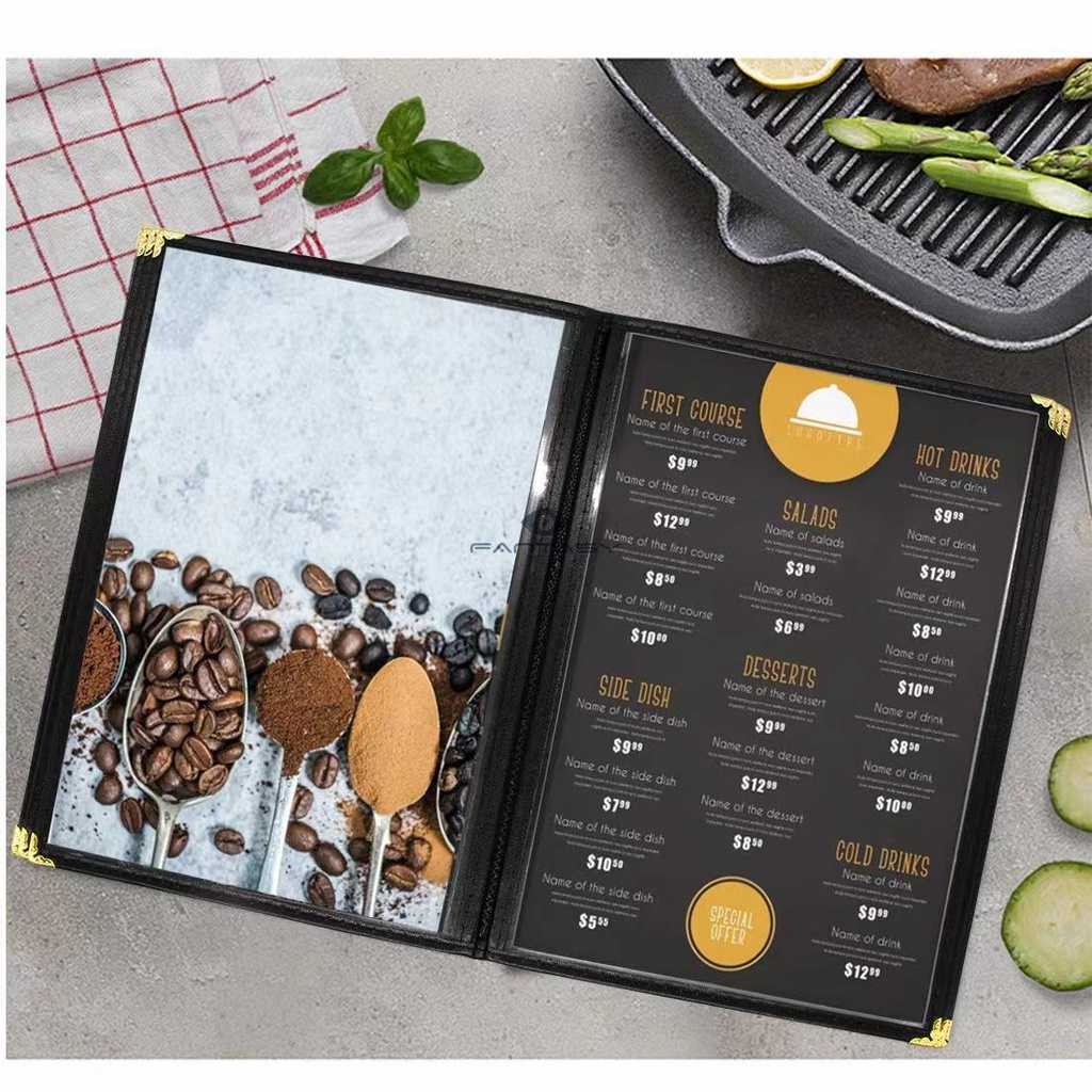 6 Pages 12 Faces A4 Transparent Menu Covers Restaurant Menu Folder Menu ...