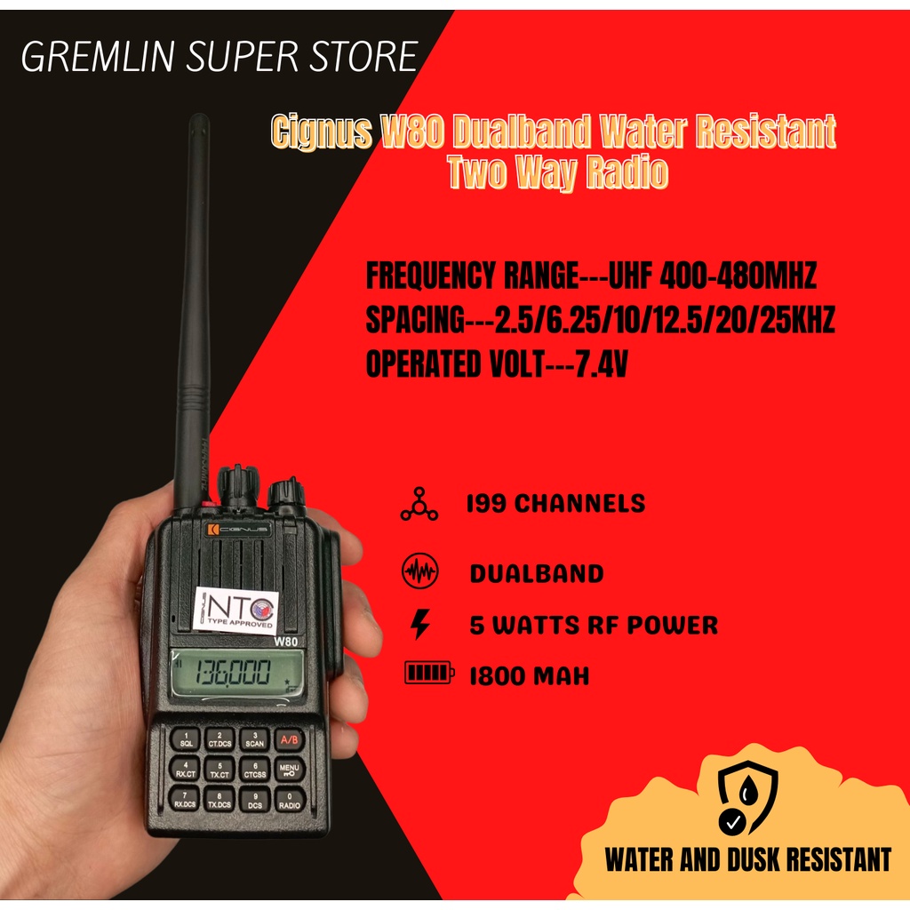 Cignus W80 Dualband Water Resistant Two Way Radio with FREEBIES ...