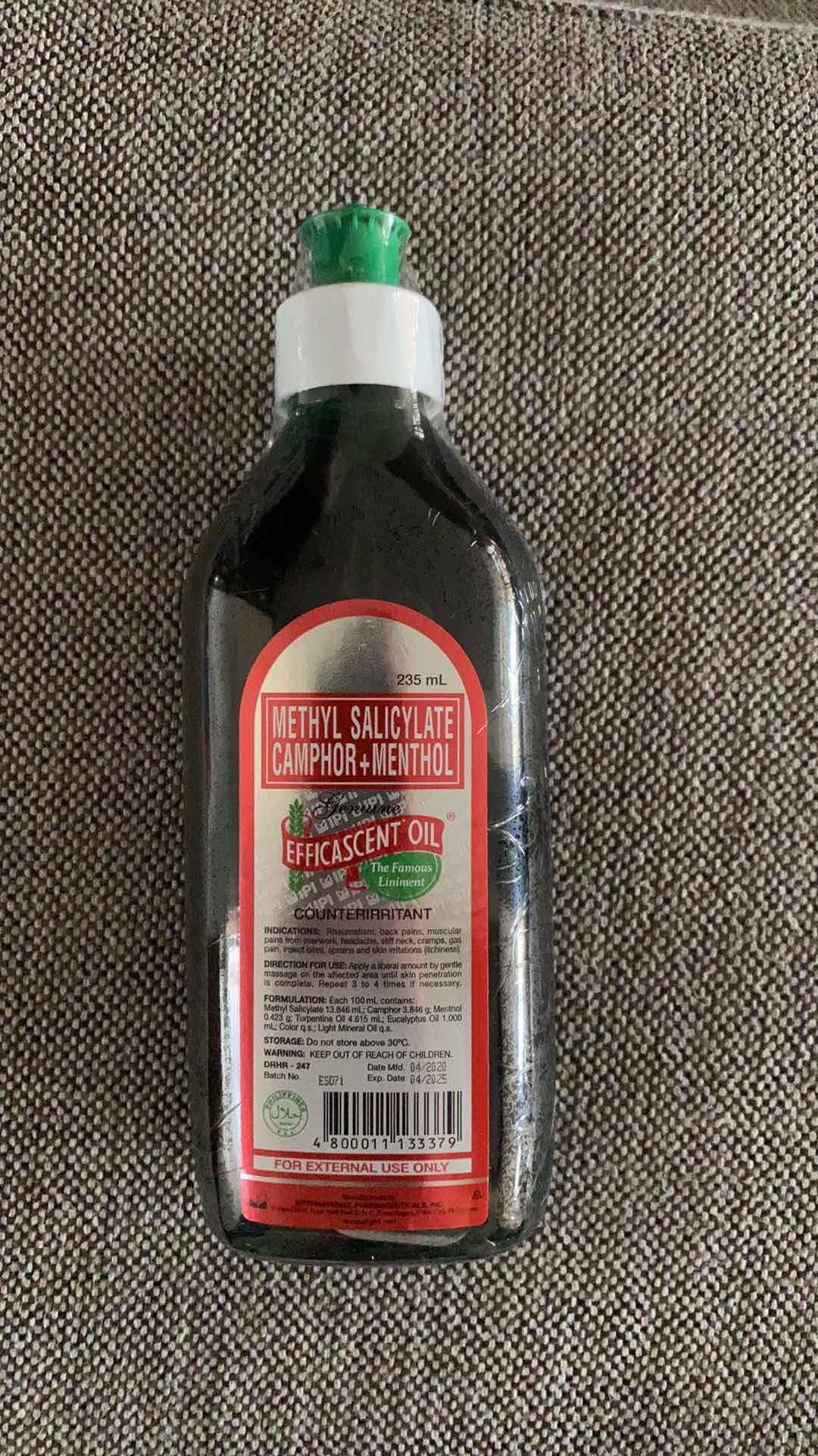 Efficascent Oil Jumbo Size 235ml - Regular or Extra Strength | Shopee ...