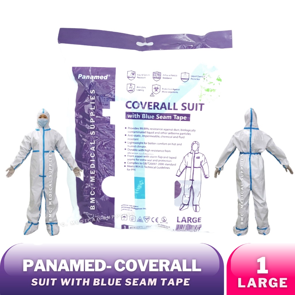 Panamed - Coverall PPE Suit with Blue Seam Tape | Shopee Philippines