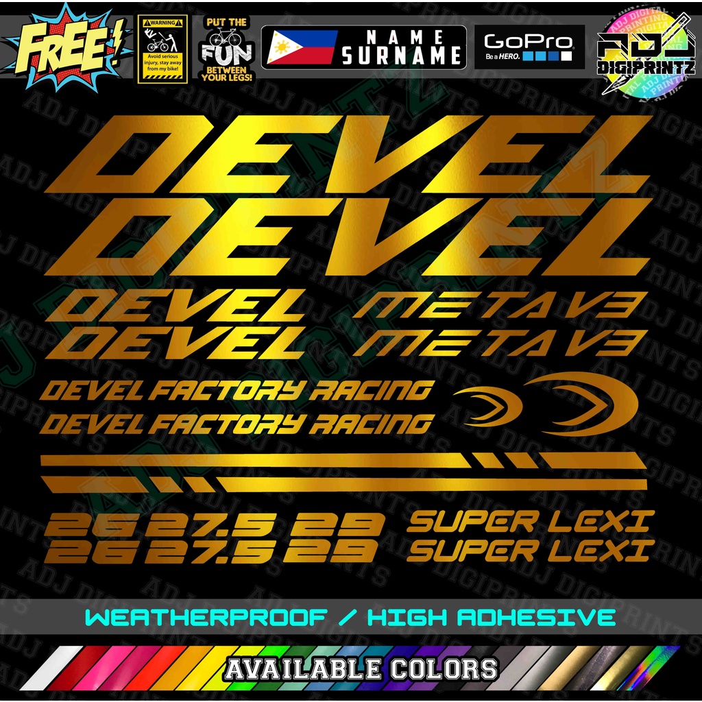 DEVEL META V3 Frame Decals 2022 More Colors Available + SUPER LEXI ...