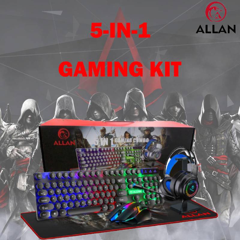Allan Gaming 5-in1 Keyboard and mouse Mouse pad Headset and Headset ...