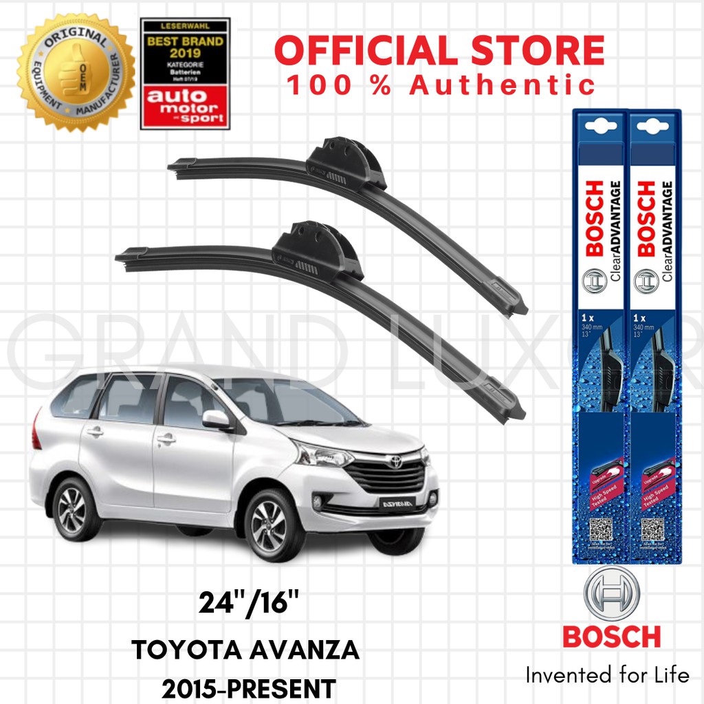 Bosch Clear Advantage Wiper Blade Set For Toyota Avanza 2015-Present (24 /16 ) | Shopee Philippines