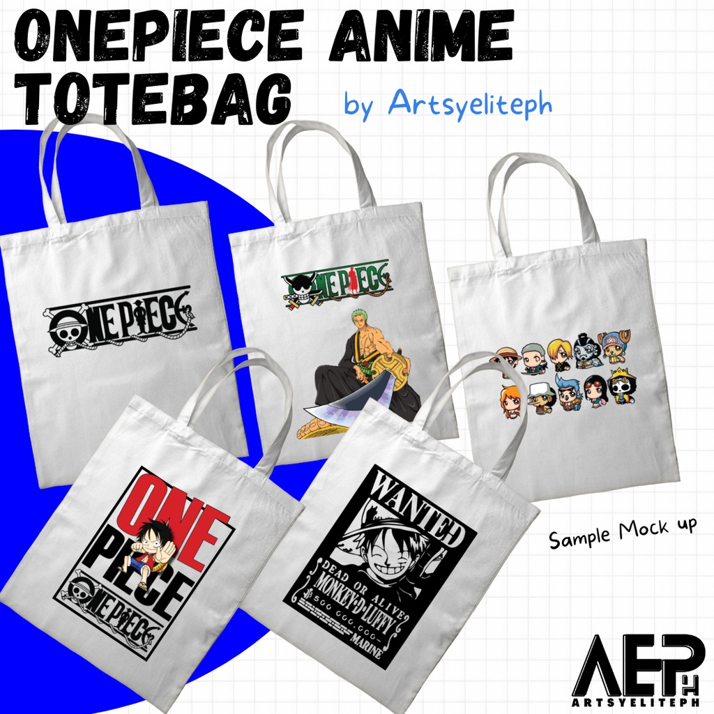 ONEPIECE anime design Canvas Totebag | 12x14|13x16| with black zipper ...