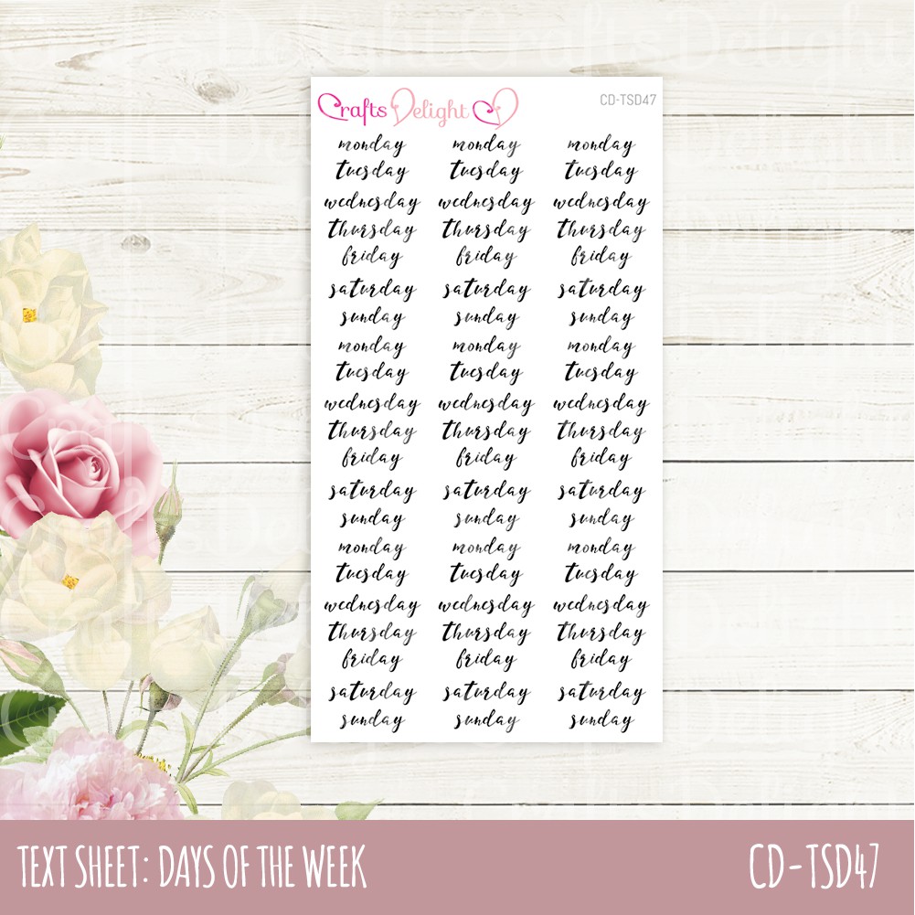 TSD47 - Days of the Week Text Planner Stickers | Shopee Philippines