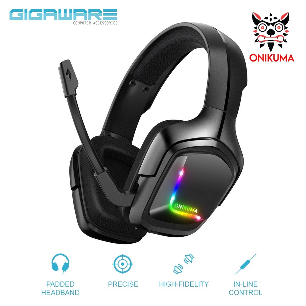 Onikuma K20 Gaming Headset 3.5mm Wired Over-Ear RGB with Microphone ...