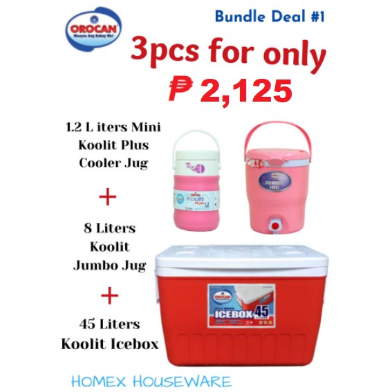 OROCAN Set (1.2L Mini Koolit Plus Cooler Jug + 8L Koolit Jumbo Jug ...