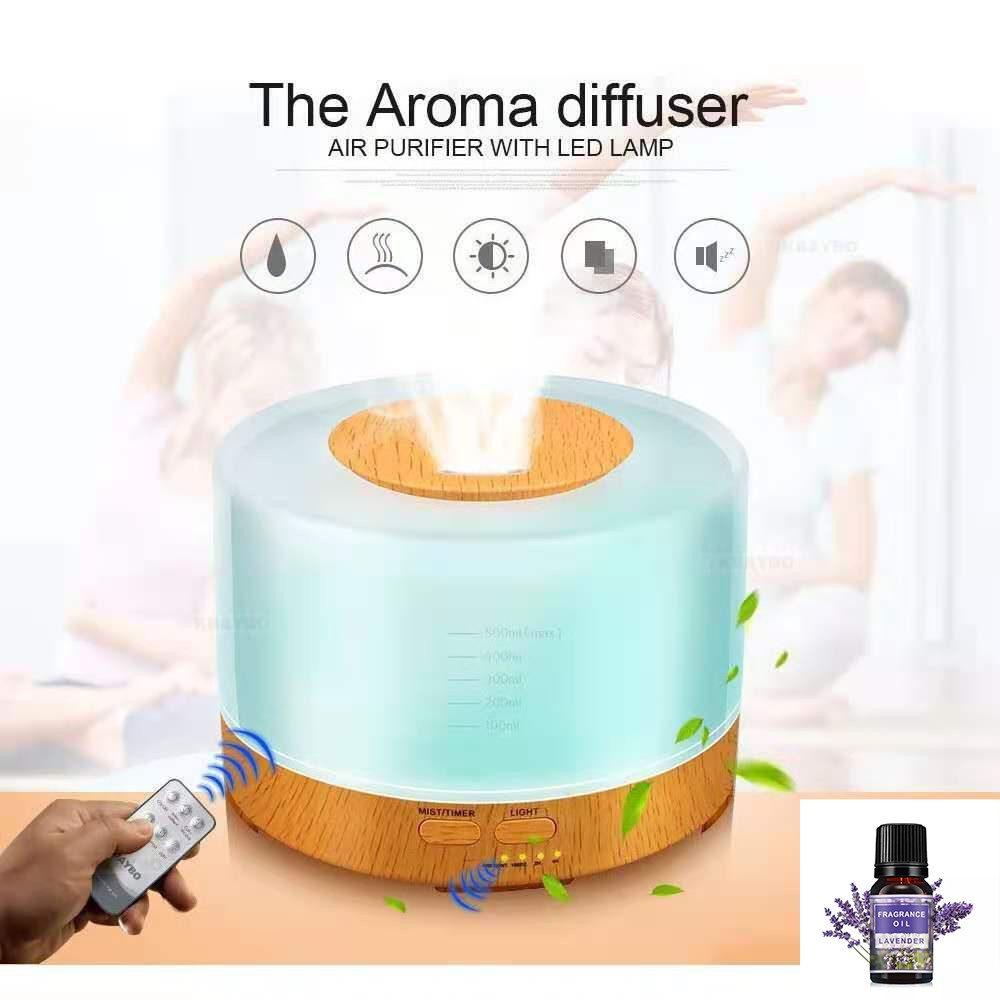 500ML 7LED Wooden Air Humidifier Essential Oil Diffuser With Remote ...