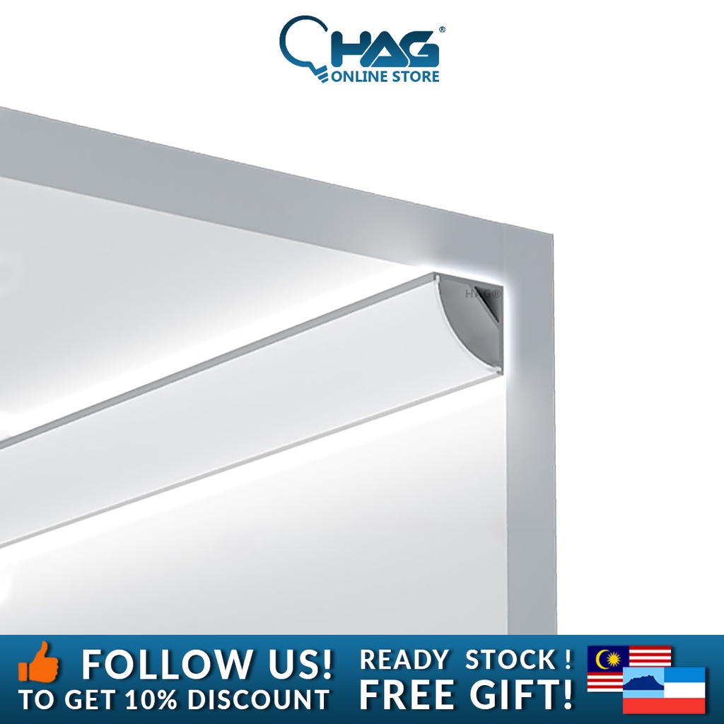 HAG Aluminium Corner Strip Light Casing (100cm) SLC-601A | Shopee ...