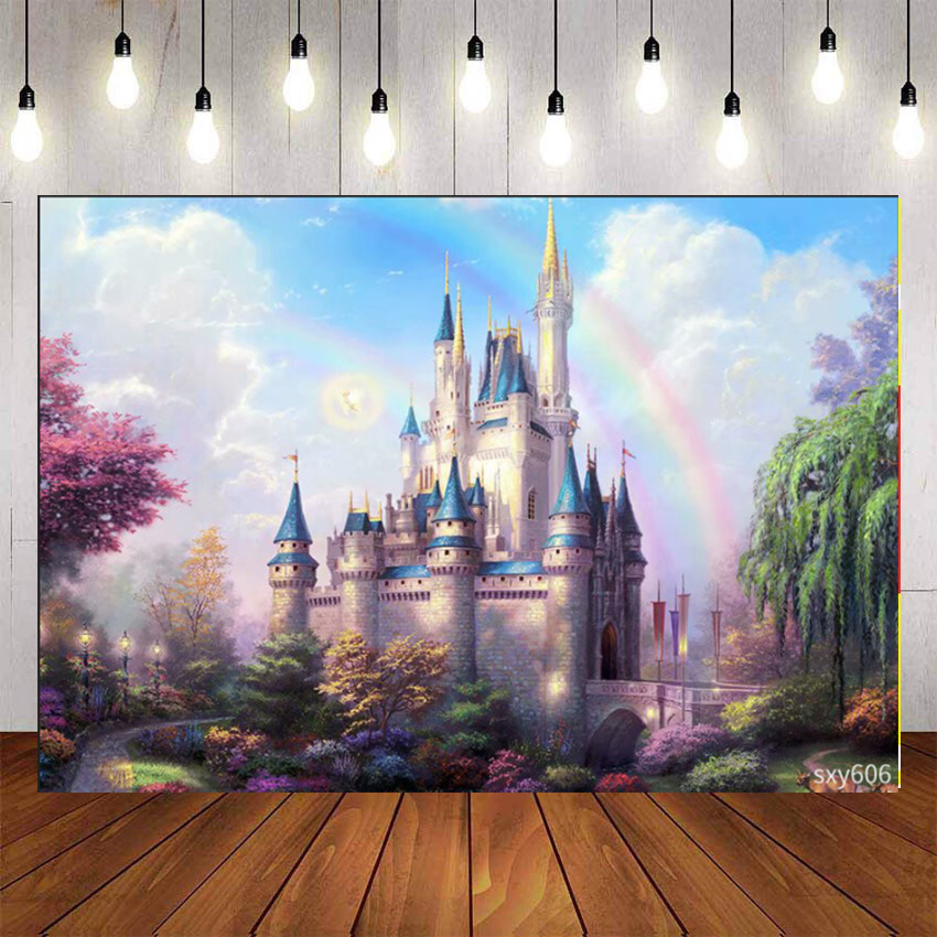Disney Romantic Castle Backdrop For Photography Baby Shower Kids Purple ...