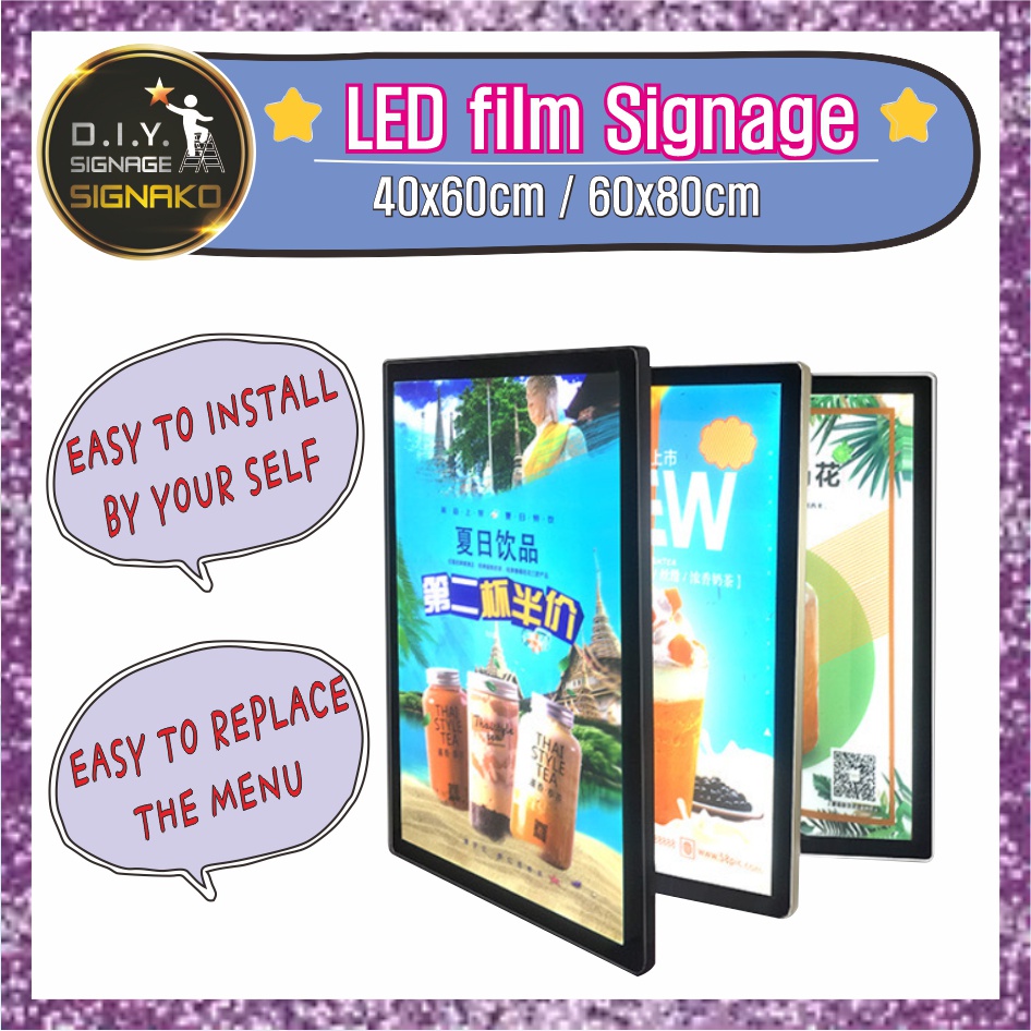 Menu LED Light Box Film Signage (TypeB) / Promo Logo Sign Food Poster ...