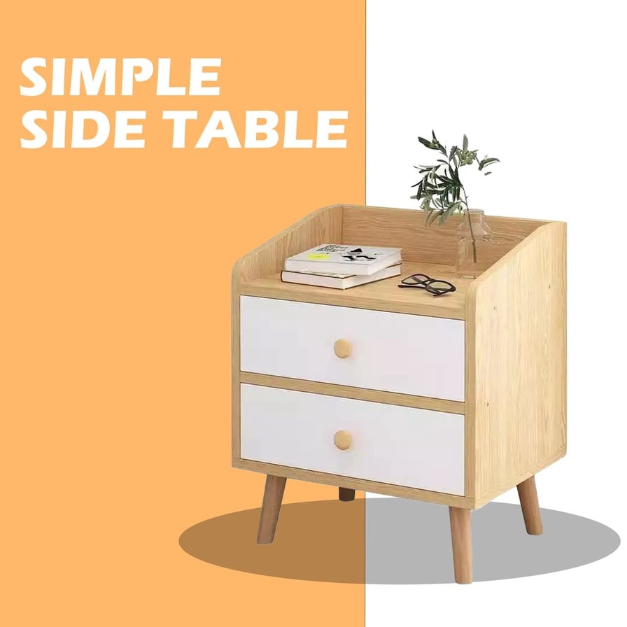 Wooden Elegant Bedside Table Nightstand Coffee Side Table with Drawer ...