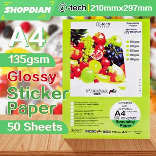 ITech Vinyl Sticker Waterproof Matte / Glossy / Transparent A4 20sheets ...