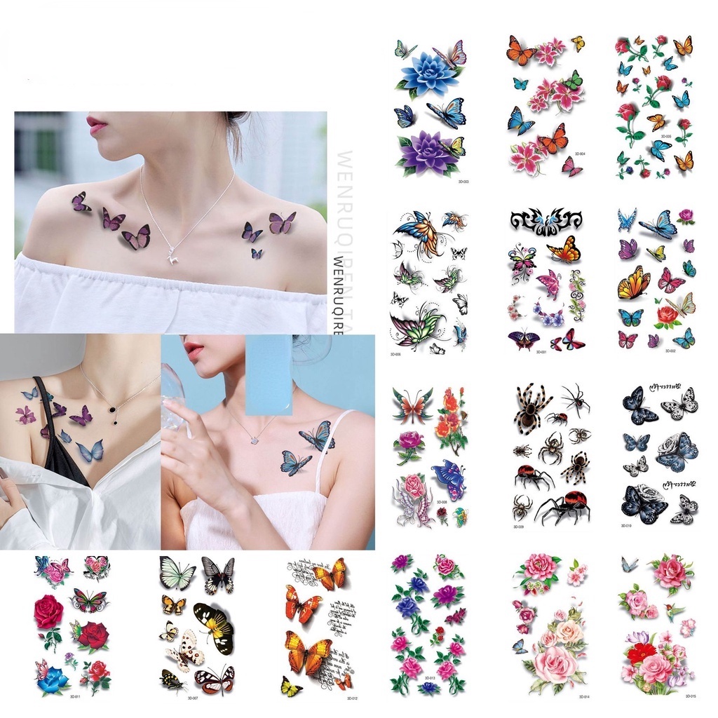 Womens Mens Fashion Fake Waterproof Temporary Tattoo Sticker Sets Cute ...