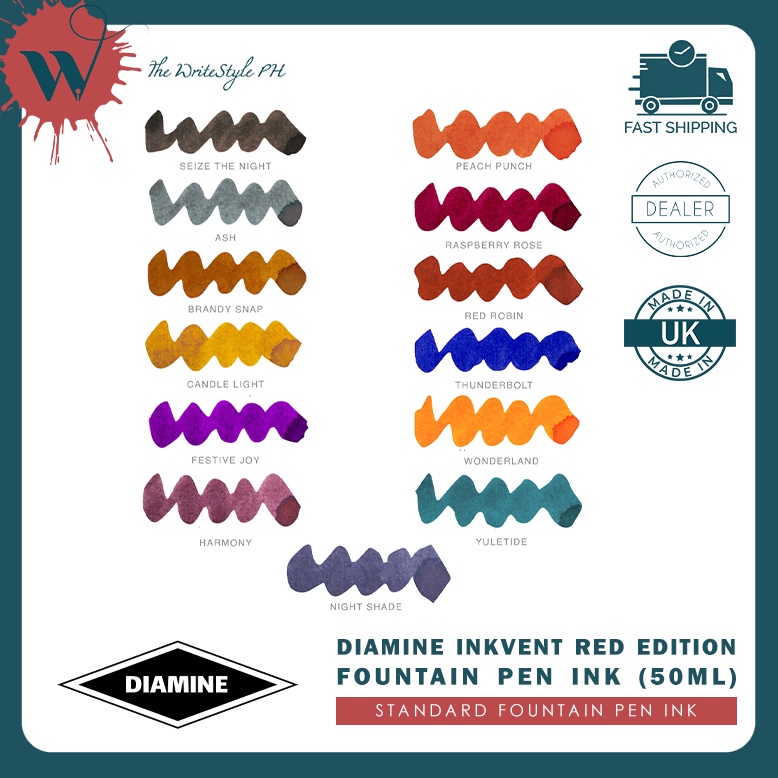 Diamine Inkvent Fountain Pen Ink [50ml] Red Edition (Standard) | Shopee ...