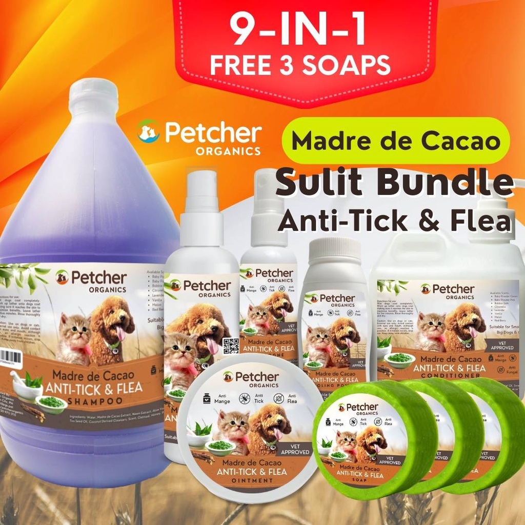 Petcher Organics 9-in-1 Madre De Cacao Anti Tick and Flea Shampoo ...
