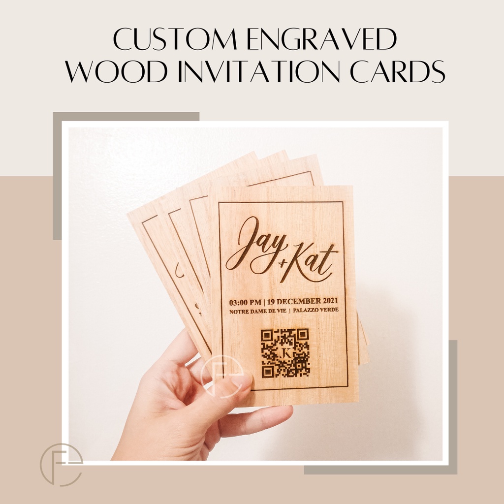 Wooden Invitation Cards FREE CUSTOM ENGRAVING | Shopee Philippines