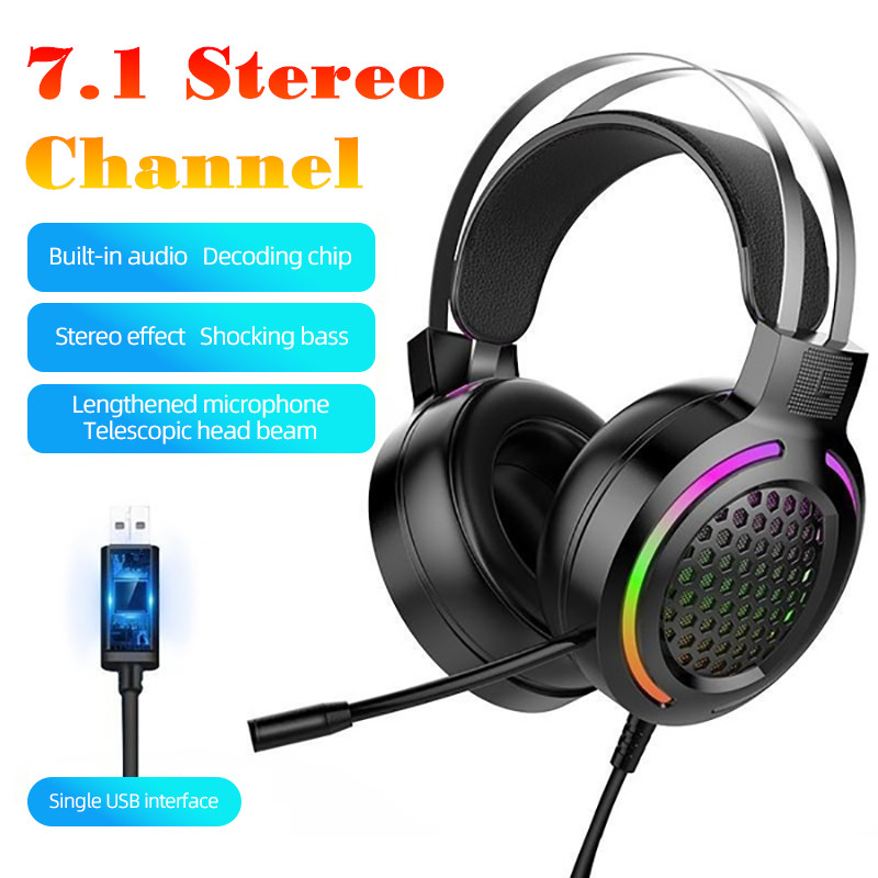 USB 7.1 Surround Stereo Gaming Headset 3.5mm/USB RGB Computer ...