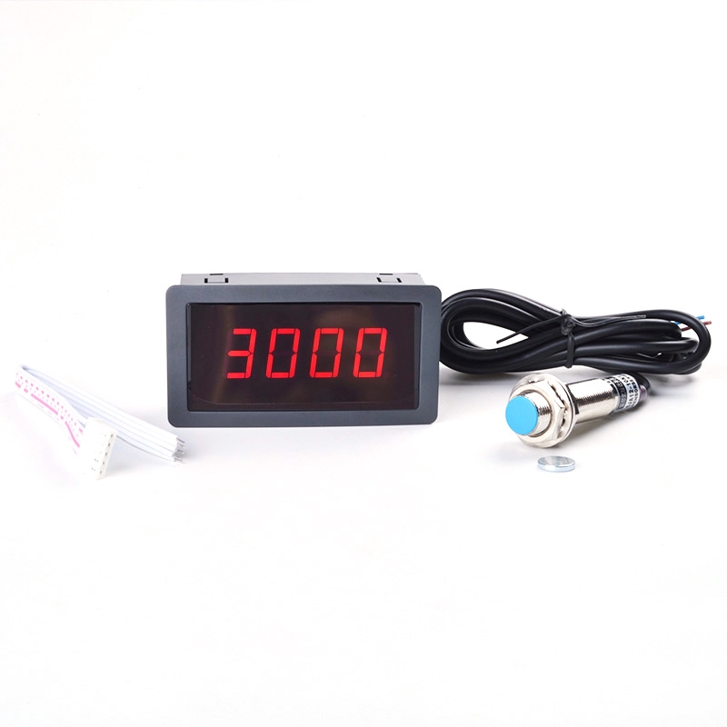 4 Digital LED Red Blue Green Tachometer Gauge RPM Speed Meter+Hall ...