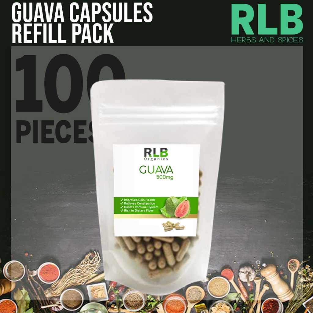 Pure Organic Natural Guava Leaf Capsules Refill Pack (100, 60, 30 ...