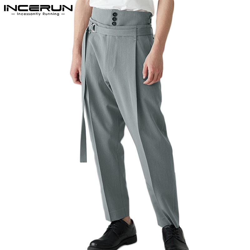 INCERUN Men 3Colors Fashion High Waist Solid Color Loose Harem Long ...