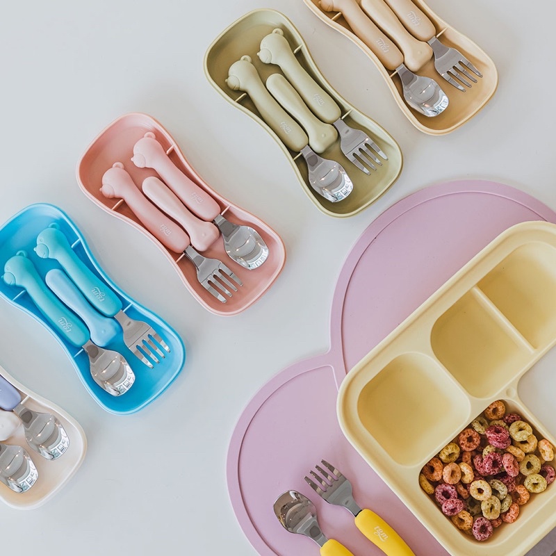 TGM Cute and Colorful Stainless Toddler Spoon & Fork Set w/ Silicone ...