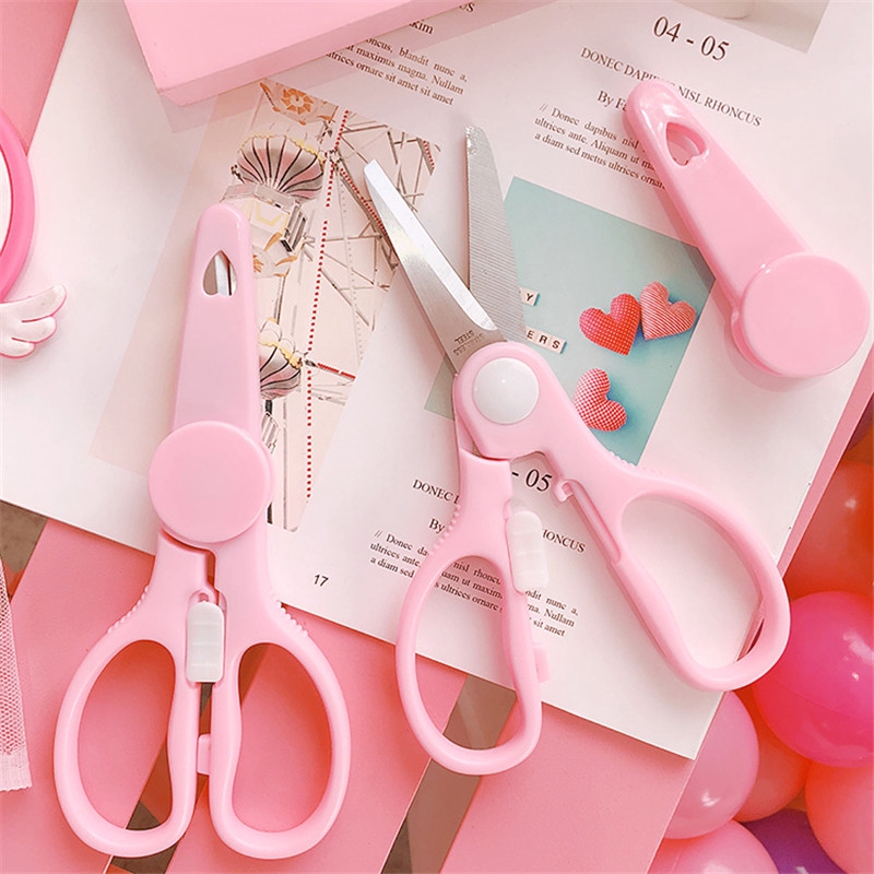 Cute Pink Girl Heart Scissors Student Stationery Office Scissors ...