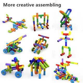 96pcs Pipeline Building Blocks Children Kids DIY Assembling Tunnel ...