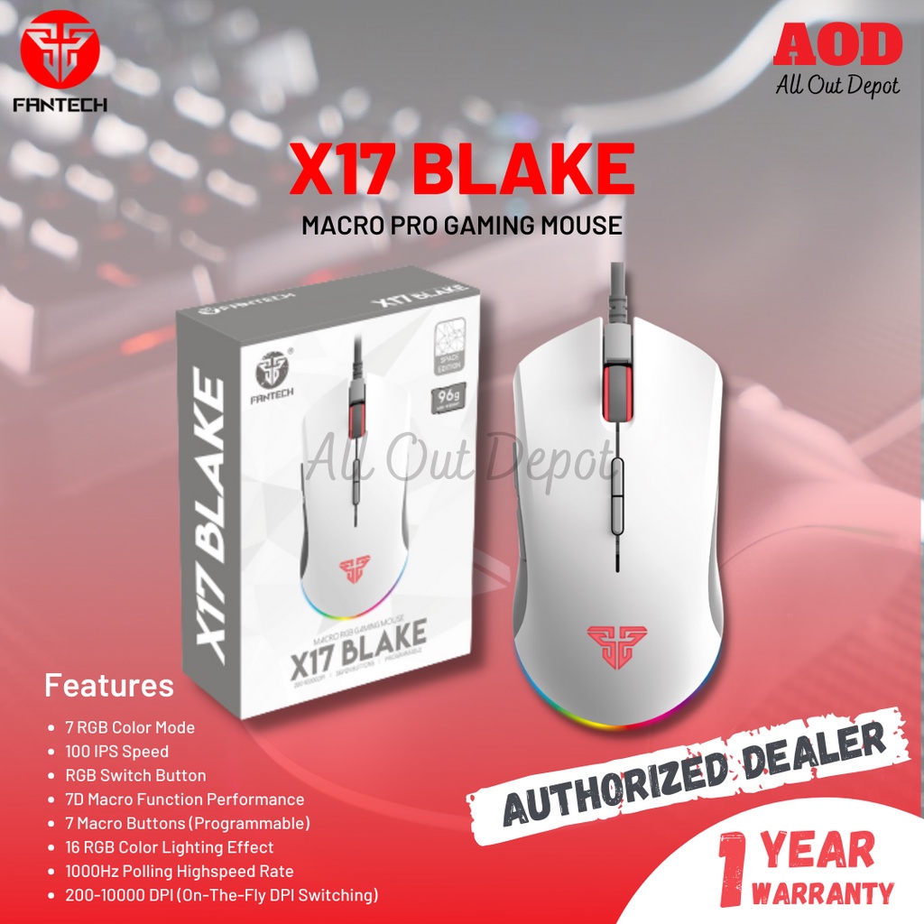 Fantech X17 BLAKE 7D RGB Macro Programmable Gaming Mouse | Shopee ...