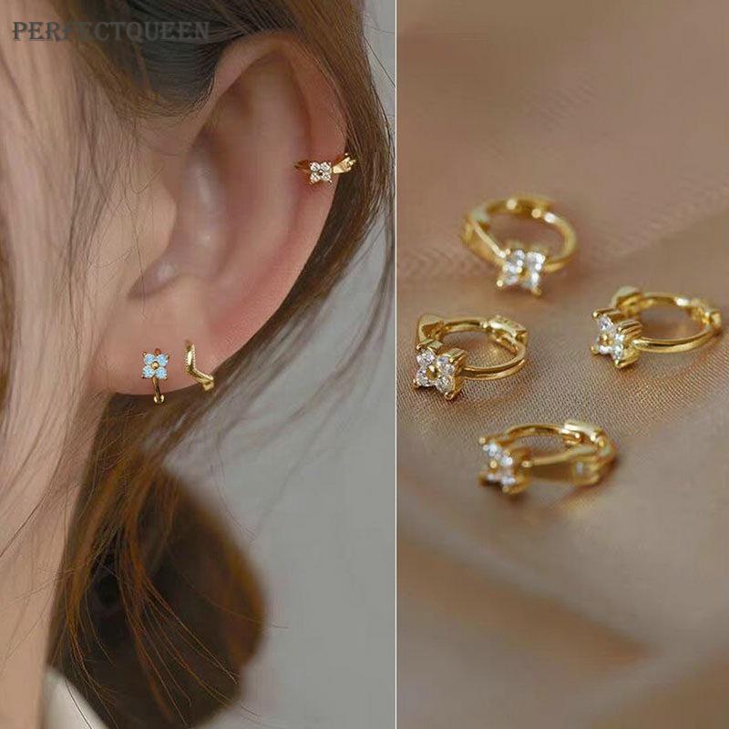 Shiny Zircon Hoop Earrings Cubic Zirconia Small Piercing Earing for ...