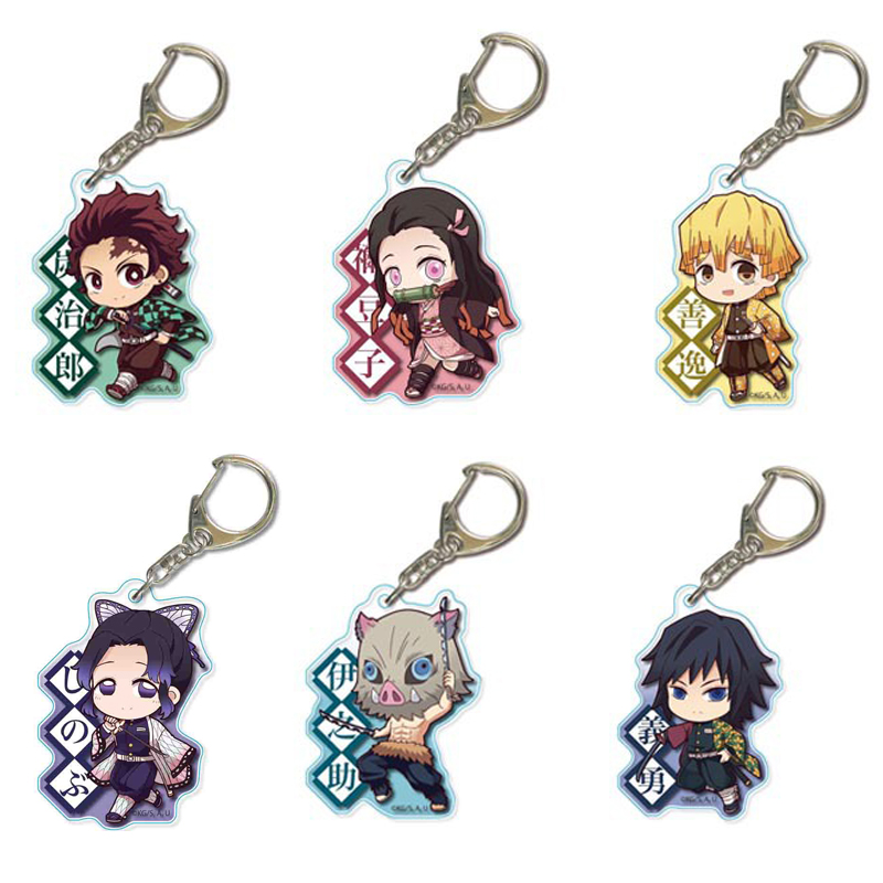 New Anime Demon Slayer Acrylic Keychain Kimetsu No Yaibat Cute Key ...