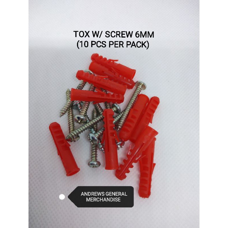 TOX PLUG #6 (6mm / 1/4" masonry drill bit) WITH SCREW ( 10 SETS PER ...