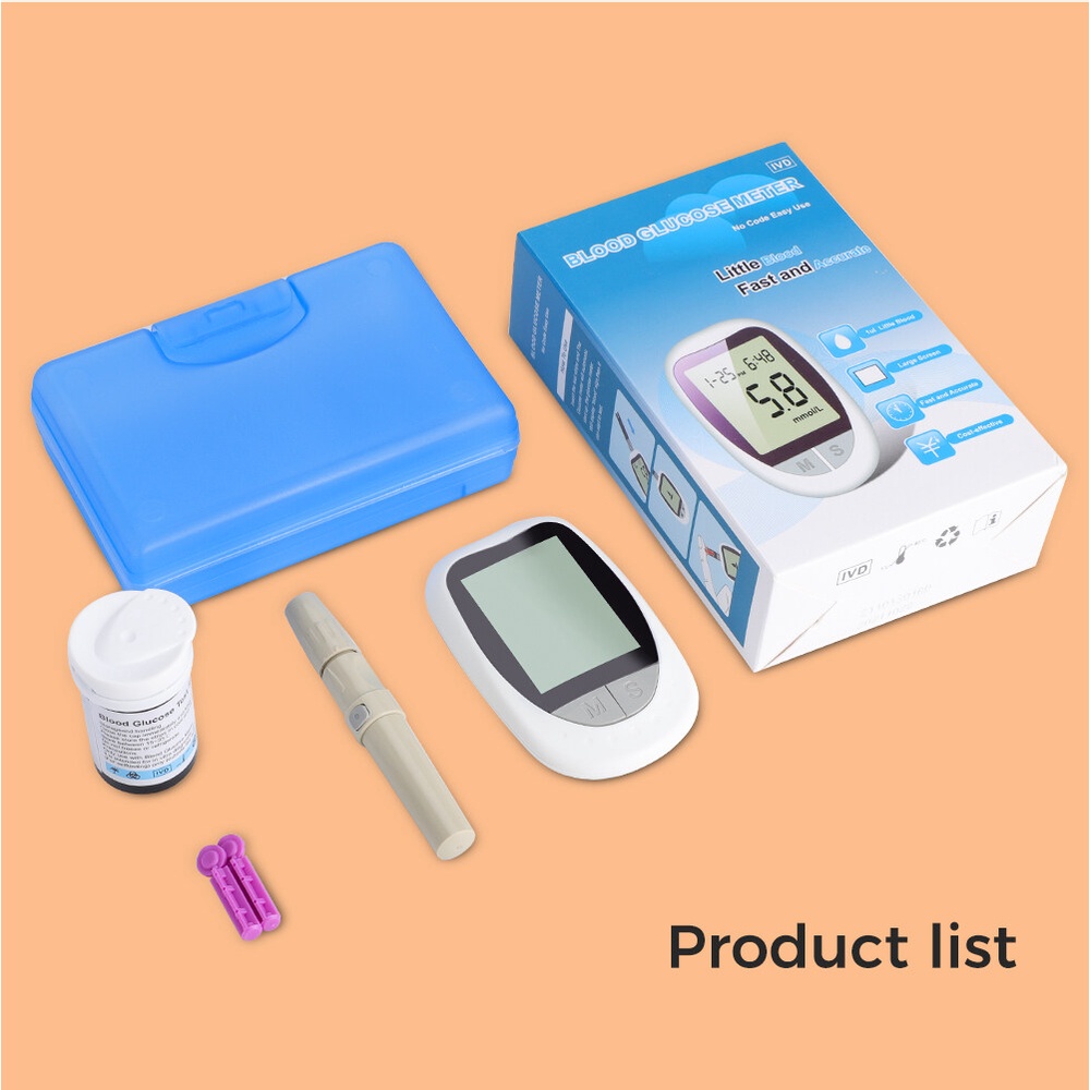 Blood Glucose Meter Glucometer Kit Code Free 50 Test Strips 50 Lancets ...