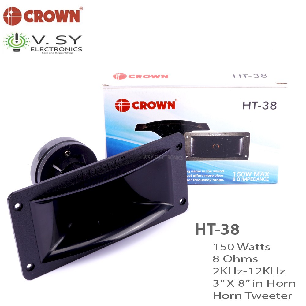 2020 Original Crown HT-38 150W 8 Ohms 3x8 Inches Horn Tweeter 3in X 8in ...