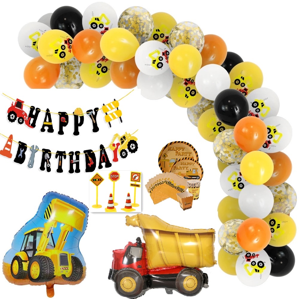 Engineering Vehicle Party Decorat Boy Birthday Party Balloon Banner ...