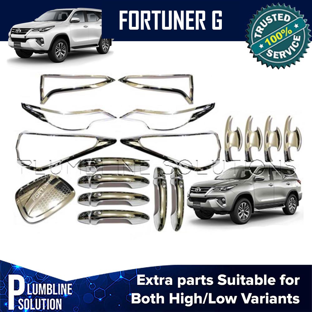 Toyota Fortuner G Variant 2016 - 2020 Chrome Garnish Cover Combo Set 5 ...