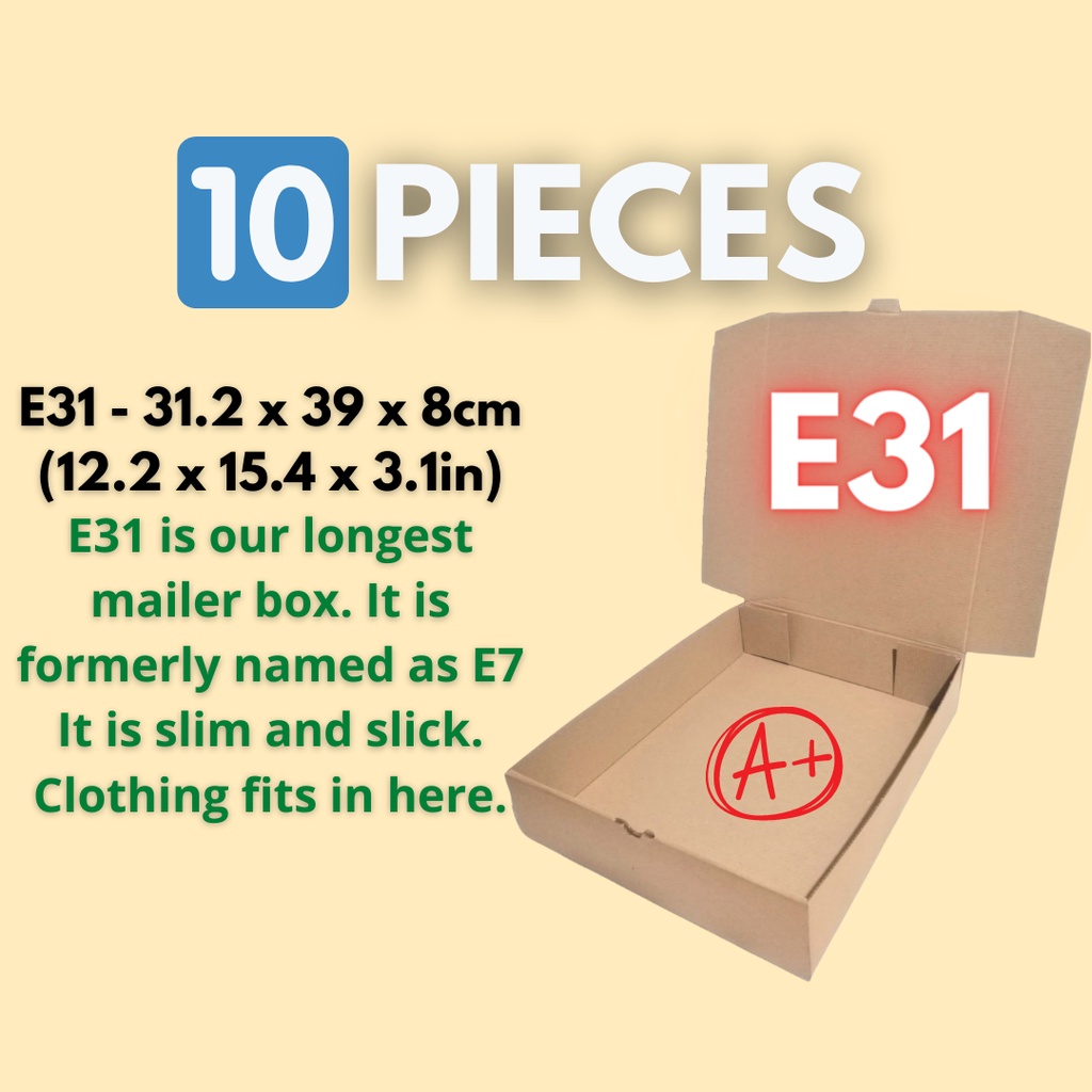 10 pcs (E31) - [31x39x8 cm] Corrugated Packaging Kraft Boxes Mailer Box ...