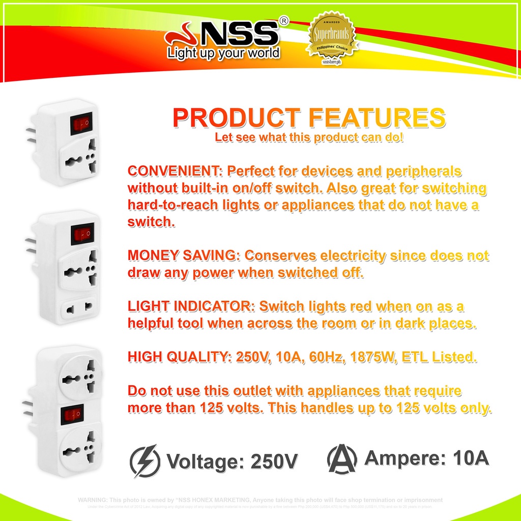 NSS Adaptor With Switch Travel Adapter Plug Electrical Converter ...