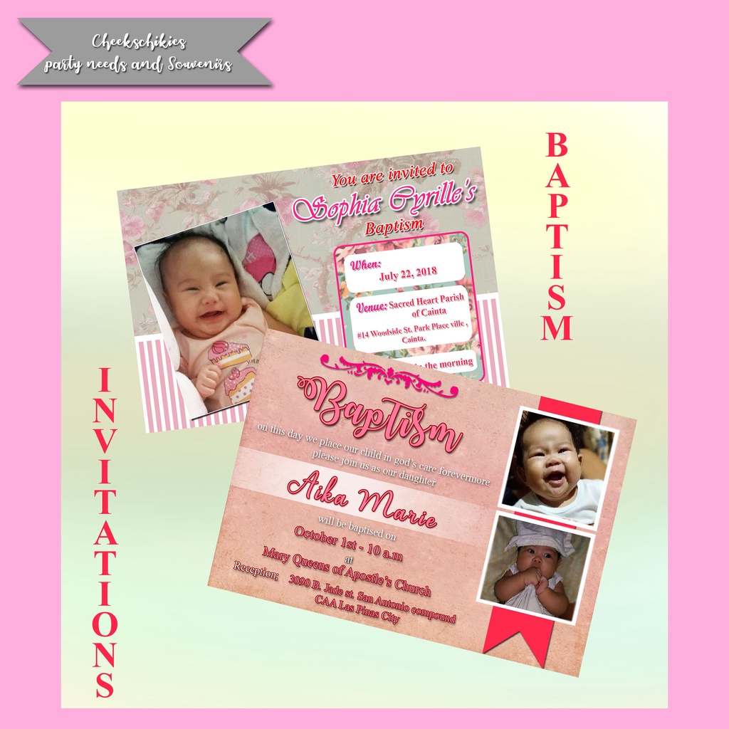 10 pcs personalized Baptism Invitations, Affordable and beautiful ...