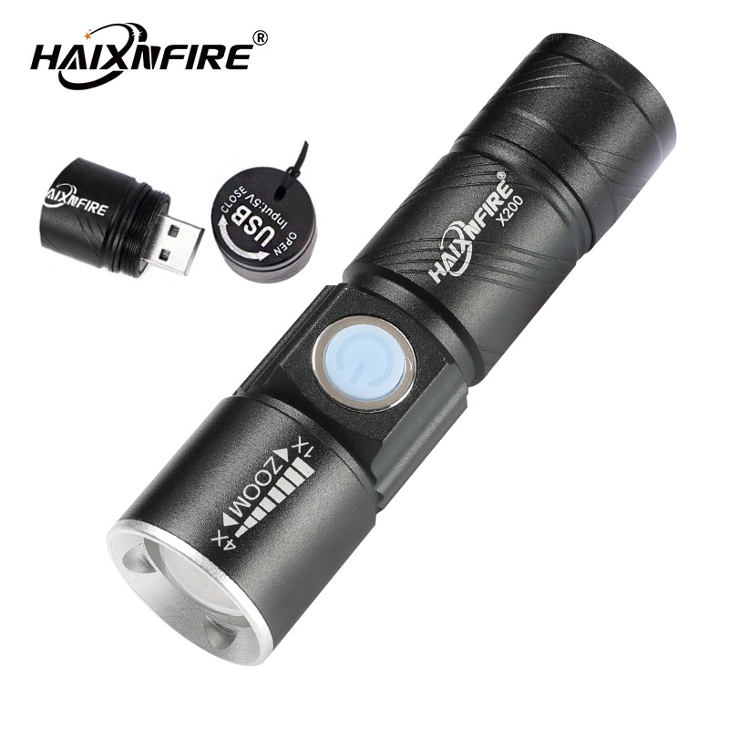 HAIXNFIRE X200 3 Mode Mini Rechargeable USB LED Flashlight Floodlight ...