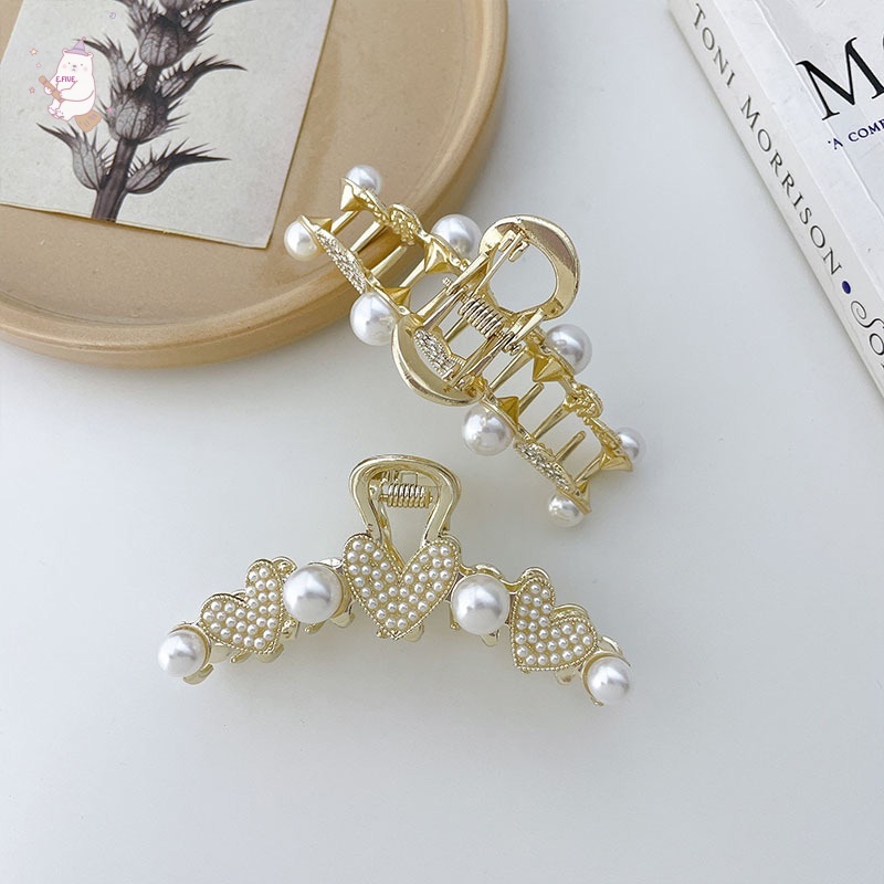Alloy Pearl Rhinestone Love Small Hairpin Grasping Clip Shark Clip ...