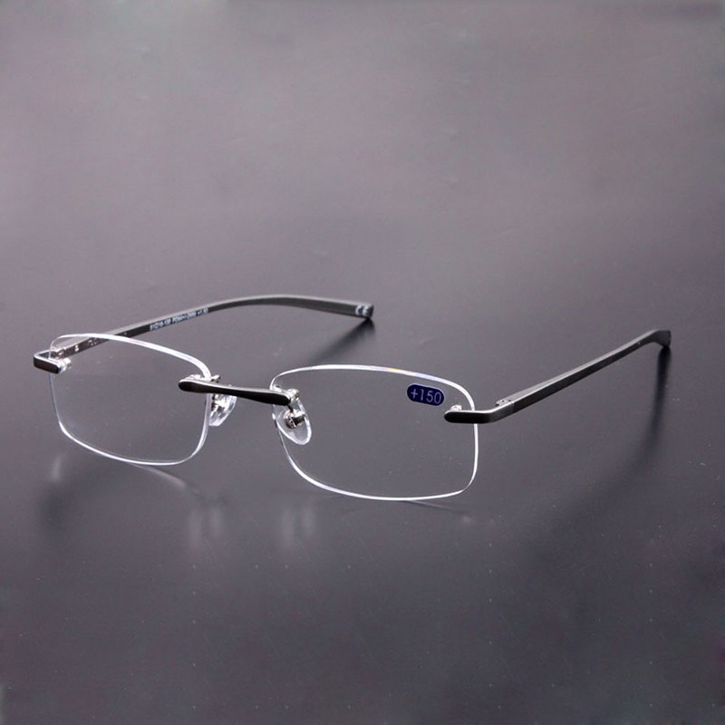 Rimless Reading Glasses Men Titanium Alloy Fold Women Square Eyeglasses ...