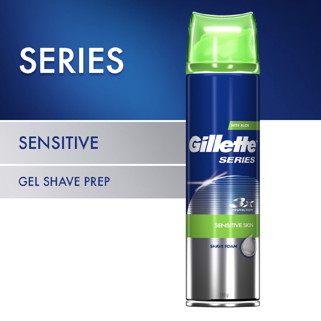 Gillette Shaving Cream Series Sensitive Shaving Gel 195g | Shopee ...