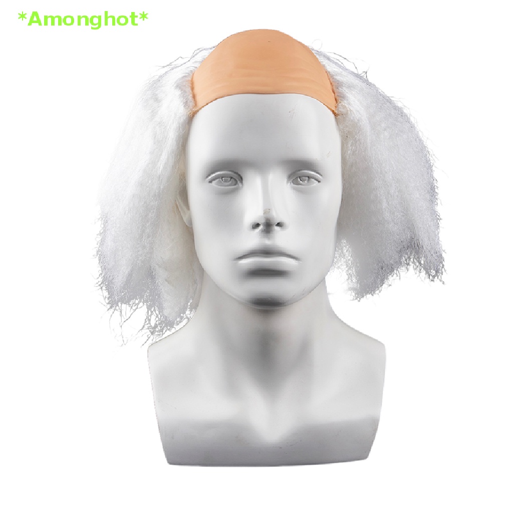 Amonghot> Hair Old Man Wig White Bald Cap With Hair On Sides Balding ...