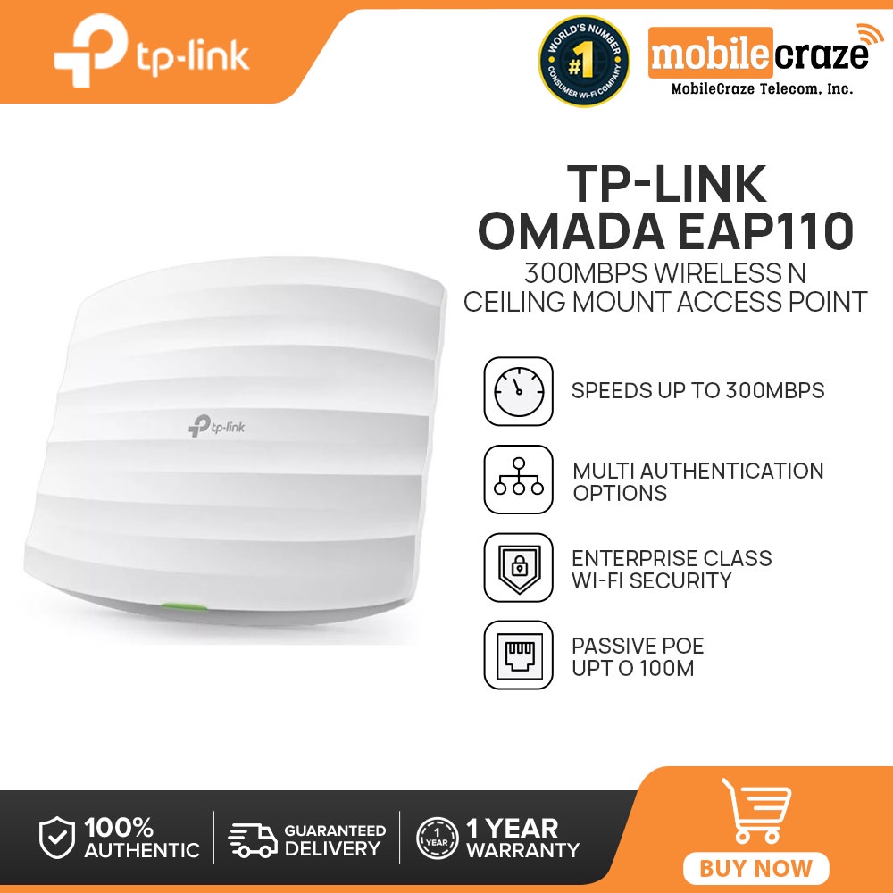 TP-Link Omada EAP110 300Mbps Wireless N Ceiling Mount Access Point WiFi ...