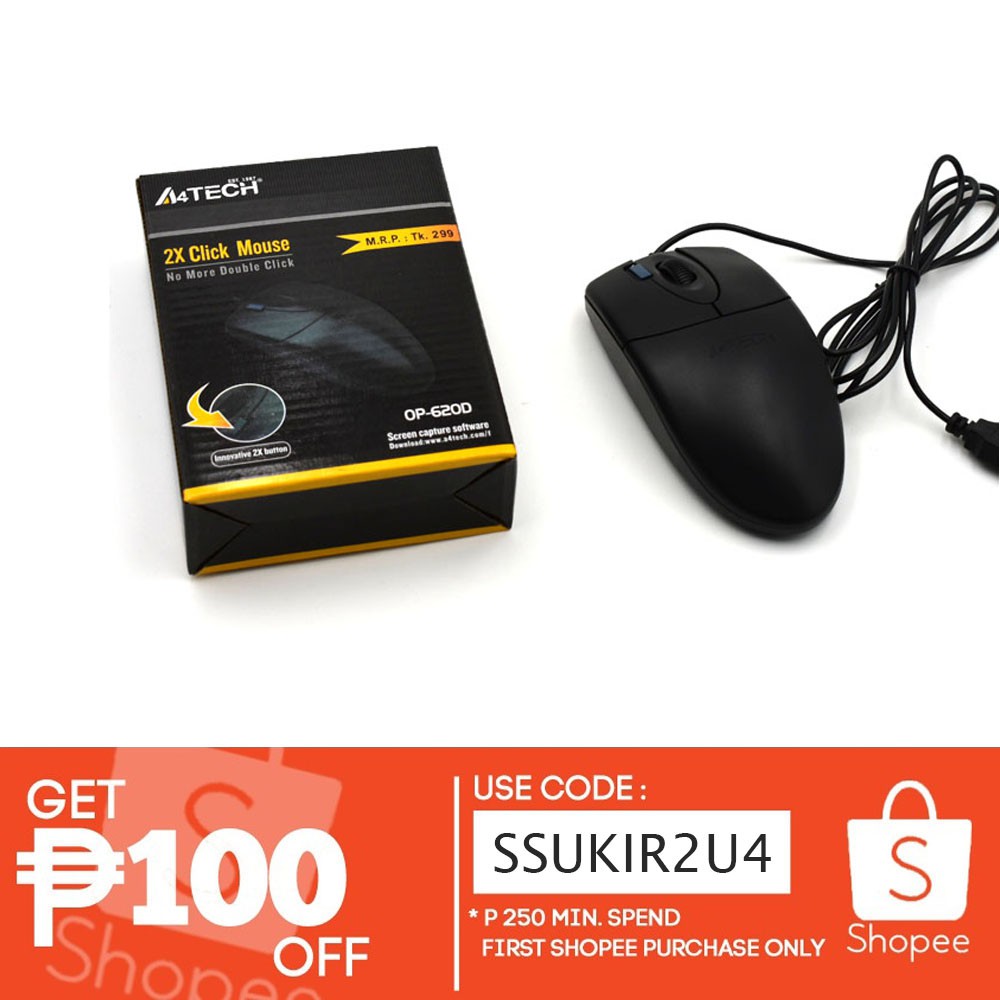 A4Tech OP-620D Wired USB Mouse (Black) | Shopee Philippines
