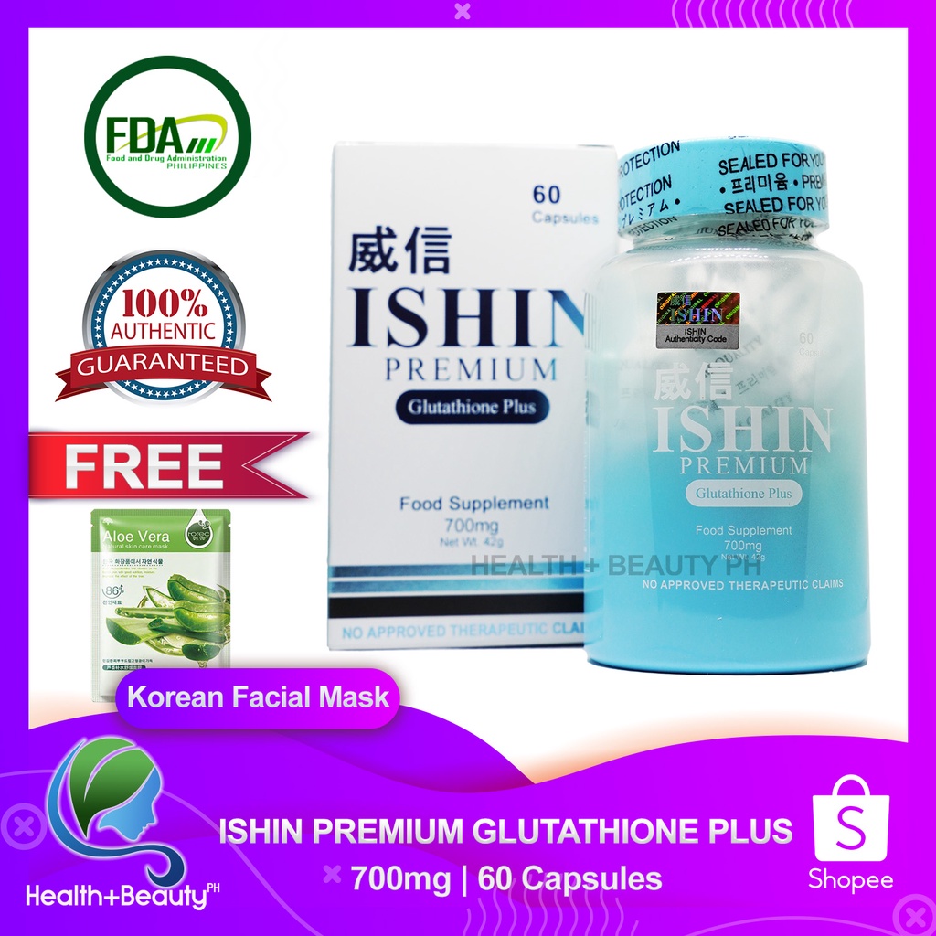 Ishin Premium Triple Glutathione Plus 700mg 60 Capsules | Shopee ...