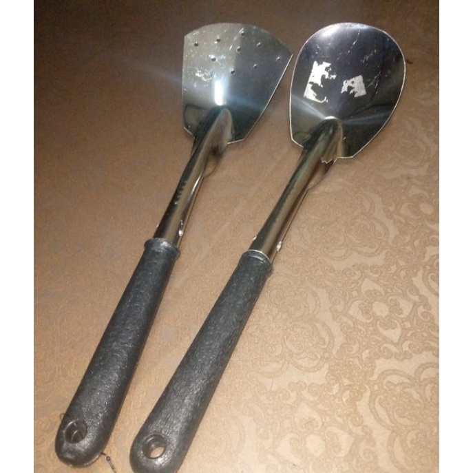 Stainless sandok/sianse with plastic black handle | Shopee Philippines