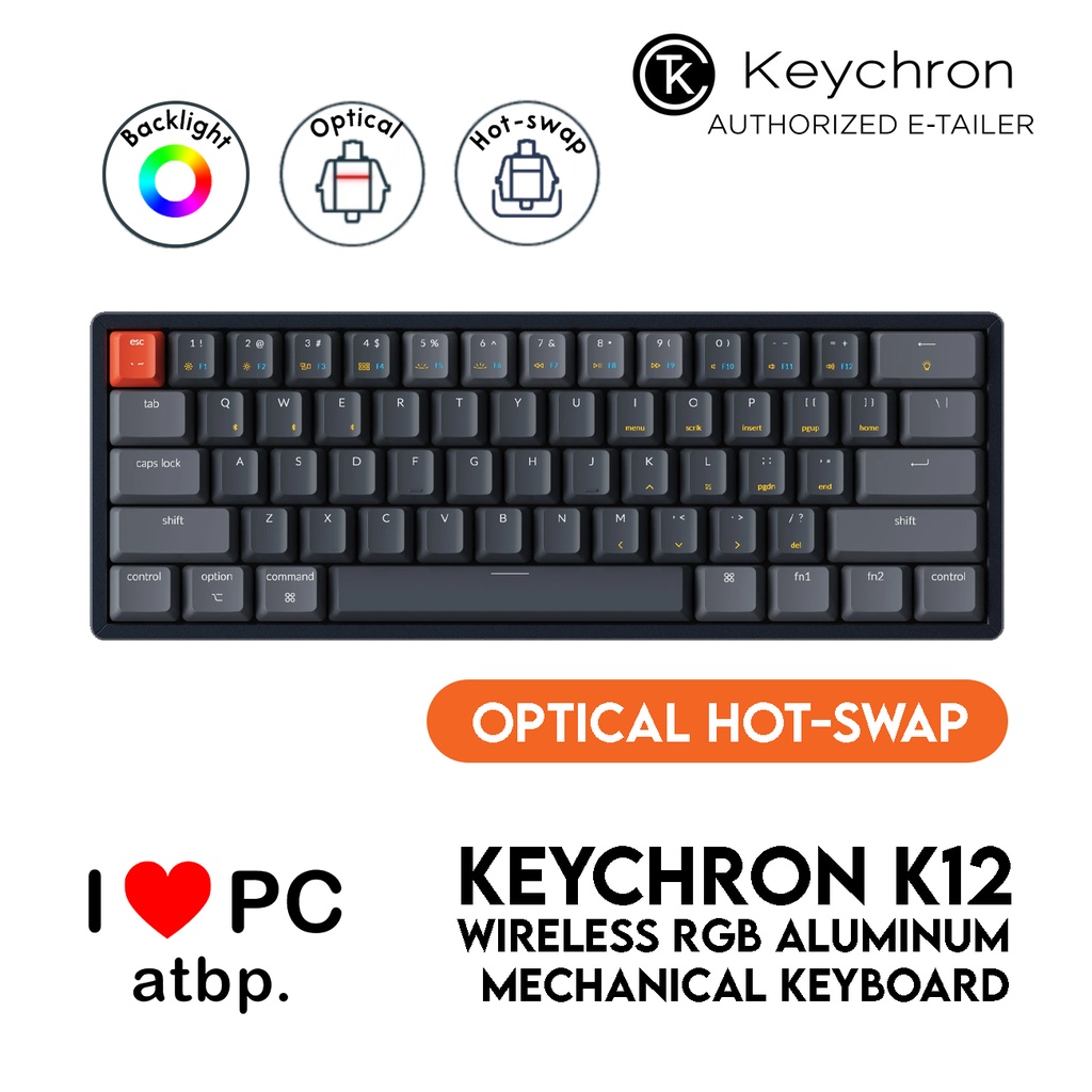 Keychron K12 Wireless Mechanical Keyboard (60% Layout, RGB, Keychron ...